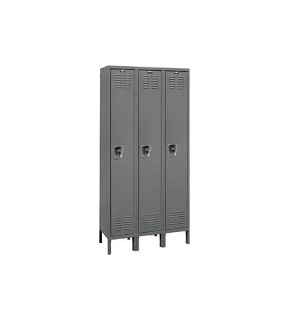 12x18x72in Opening 1-Tier Ready-Built Locker- 3 Wide- Set Up- Gray | WH1