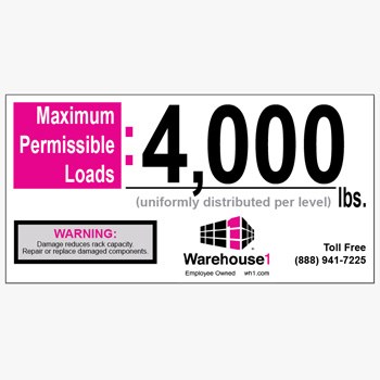 5000 lb Max-Capacity Labels - Pallet Rack Capacity Label